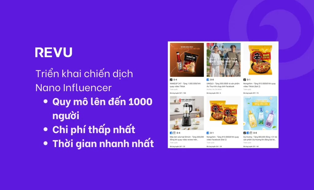 REVU - Nano Influencer Agency với 105.000+ influencer